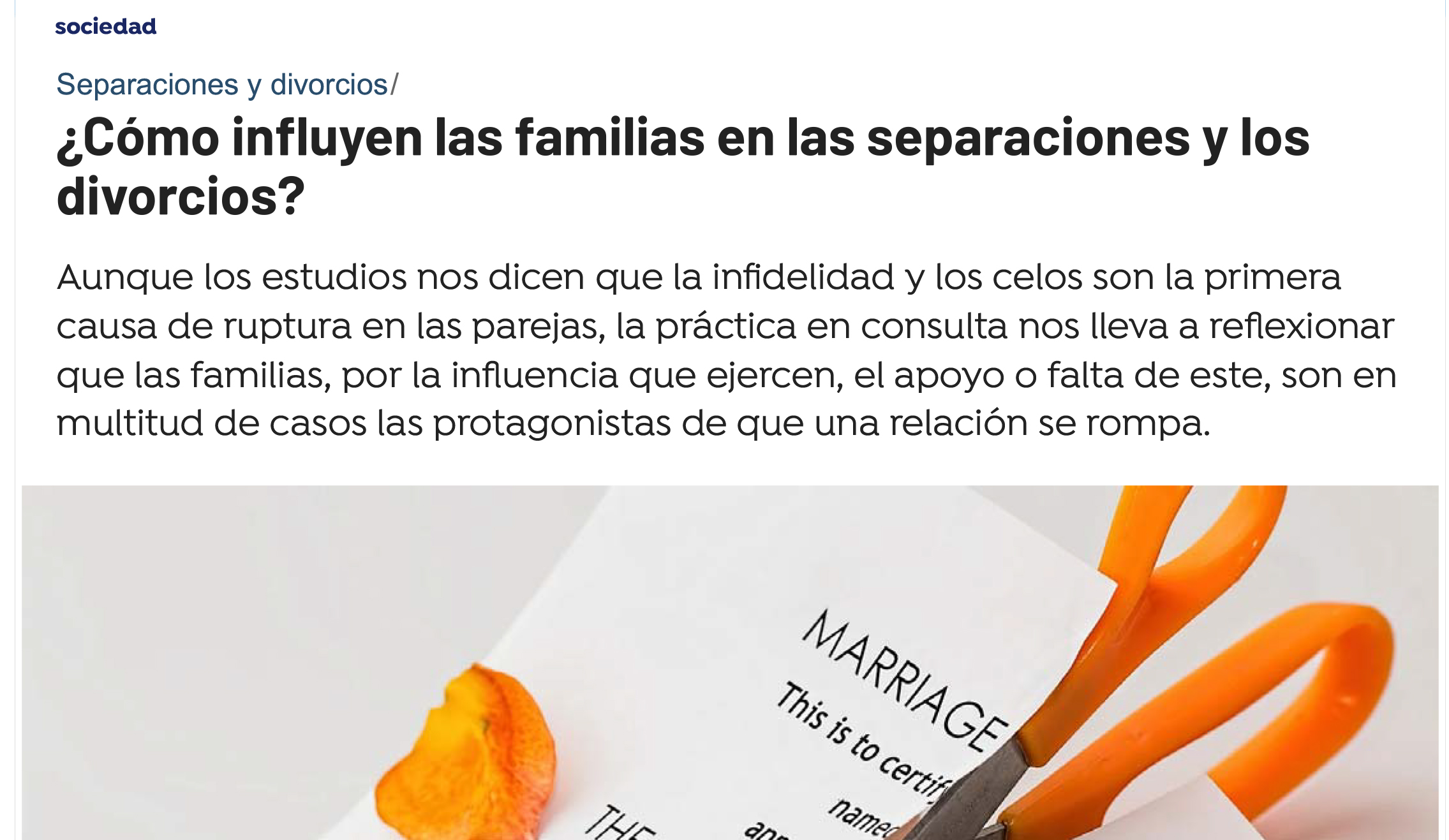 Influencia de la familia en separaciones y divorcios